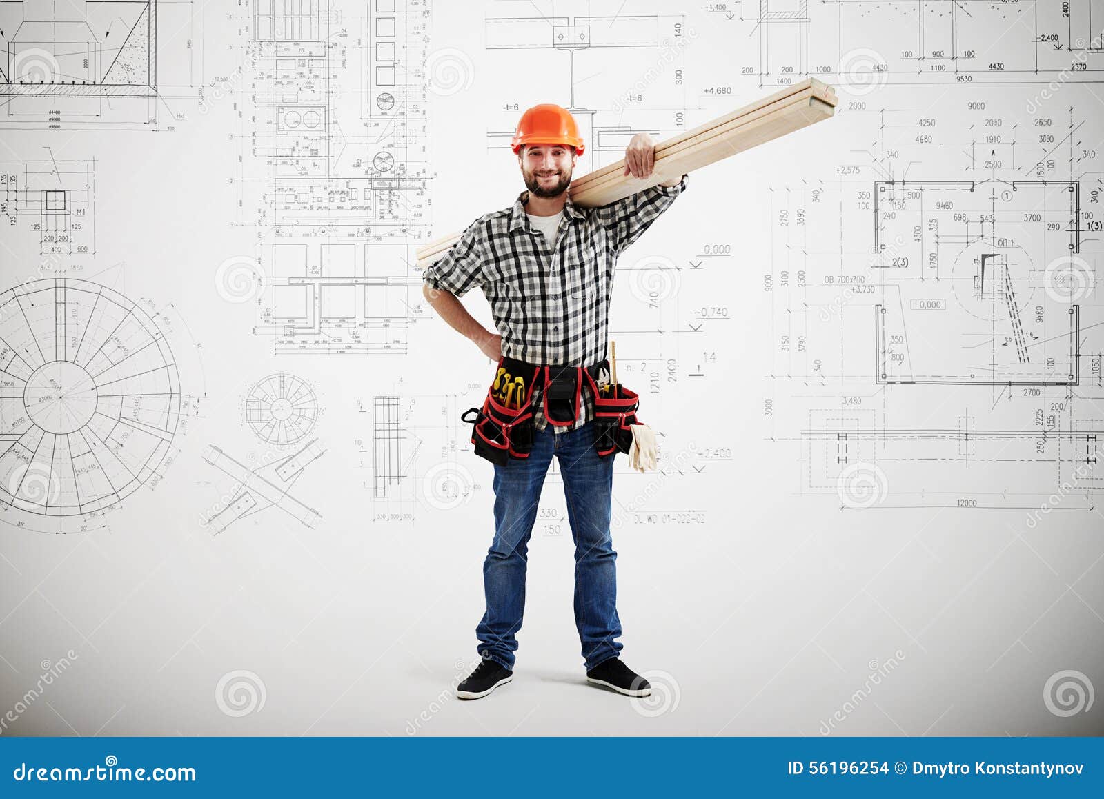 Builder in uniform stock photo. Image of draft, successful - 56196254