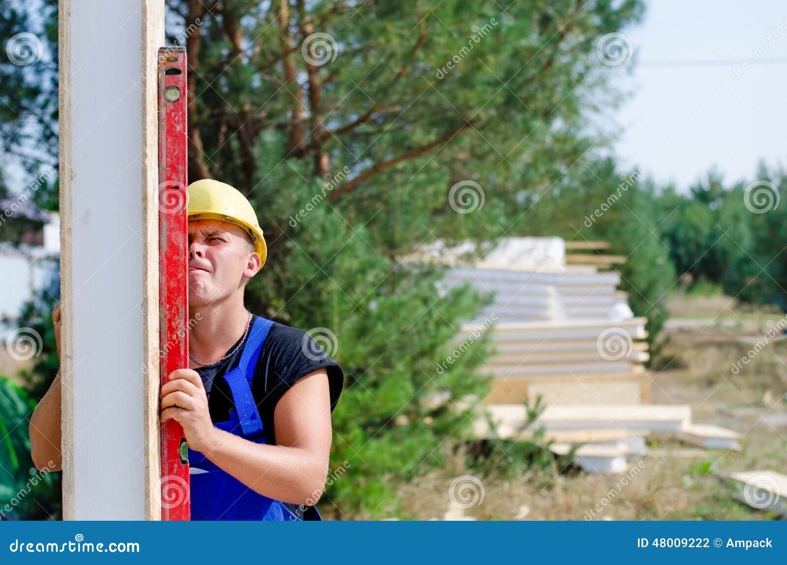 Builder Using a Builders Level Stock Photo - Image of checking ...