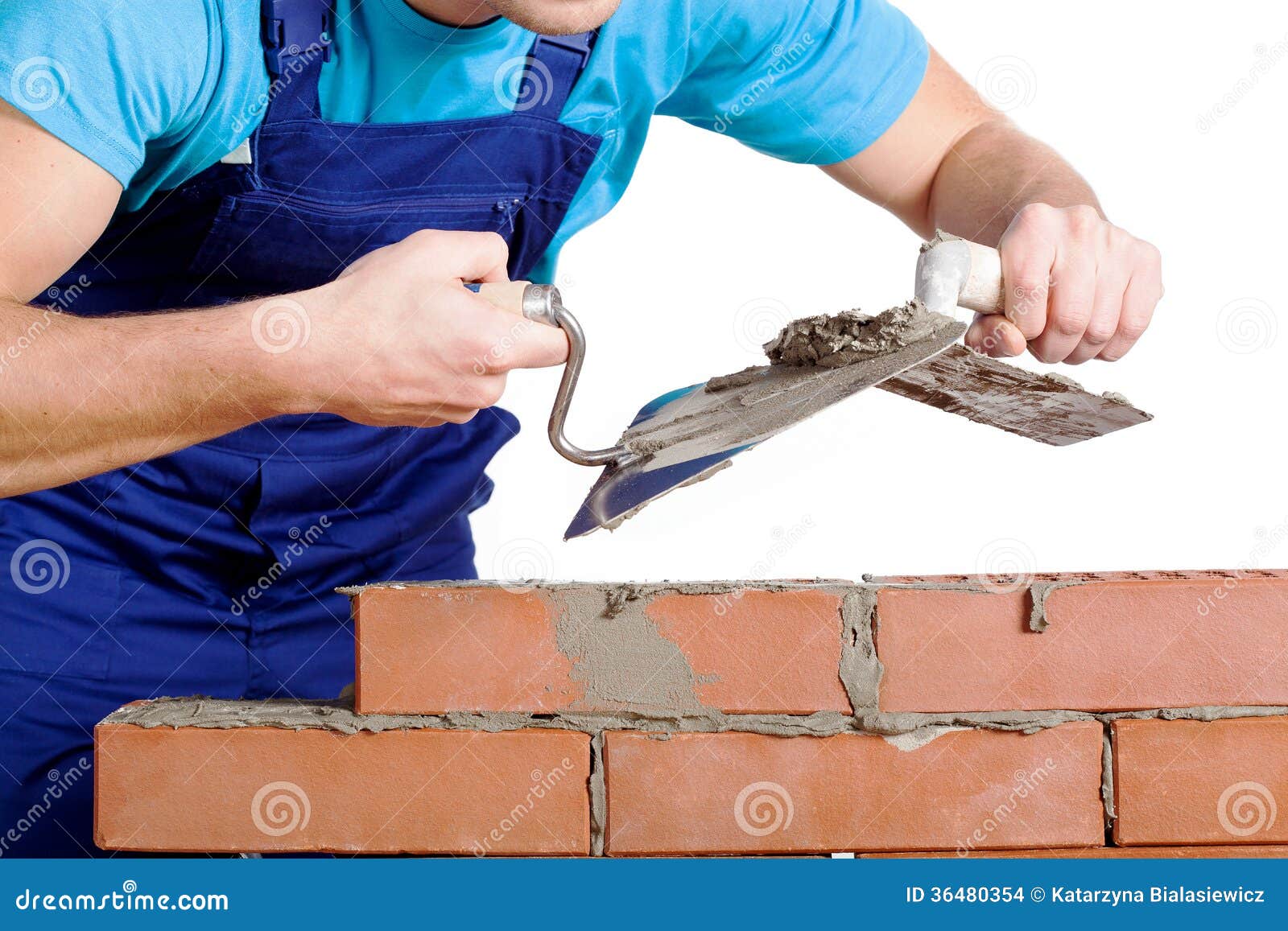 Builder Using a Cement and Trowel Stock Photo - Image of mortar, clay ...