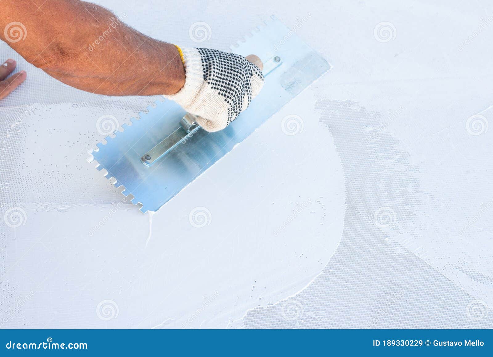 Builder Using Plastering Tool for Finishing Wall and Floor Stock Image ...