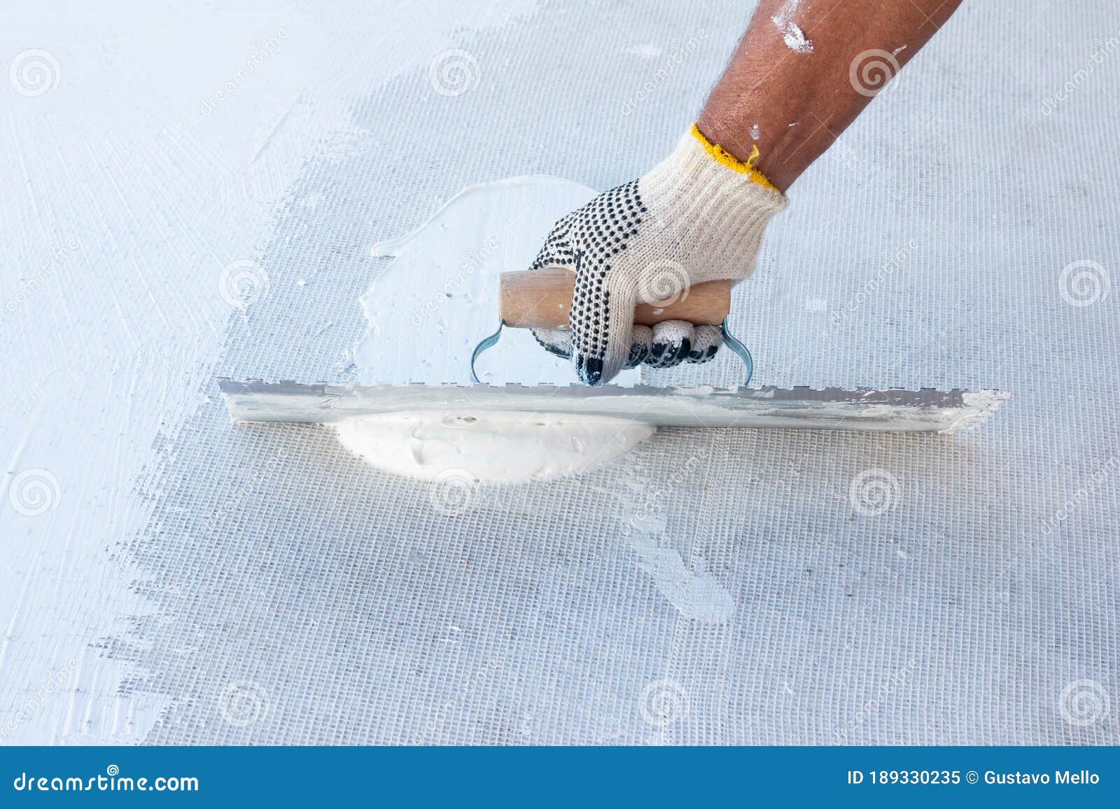 Builder Using Plastering Tool for Finishing Wall and Floor Stock Image ...
