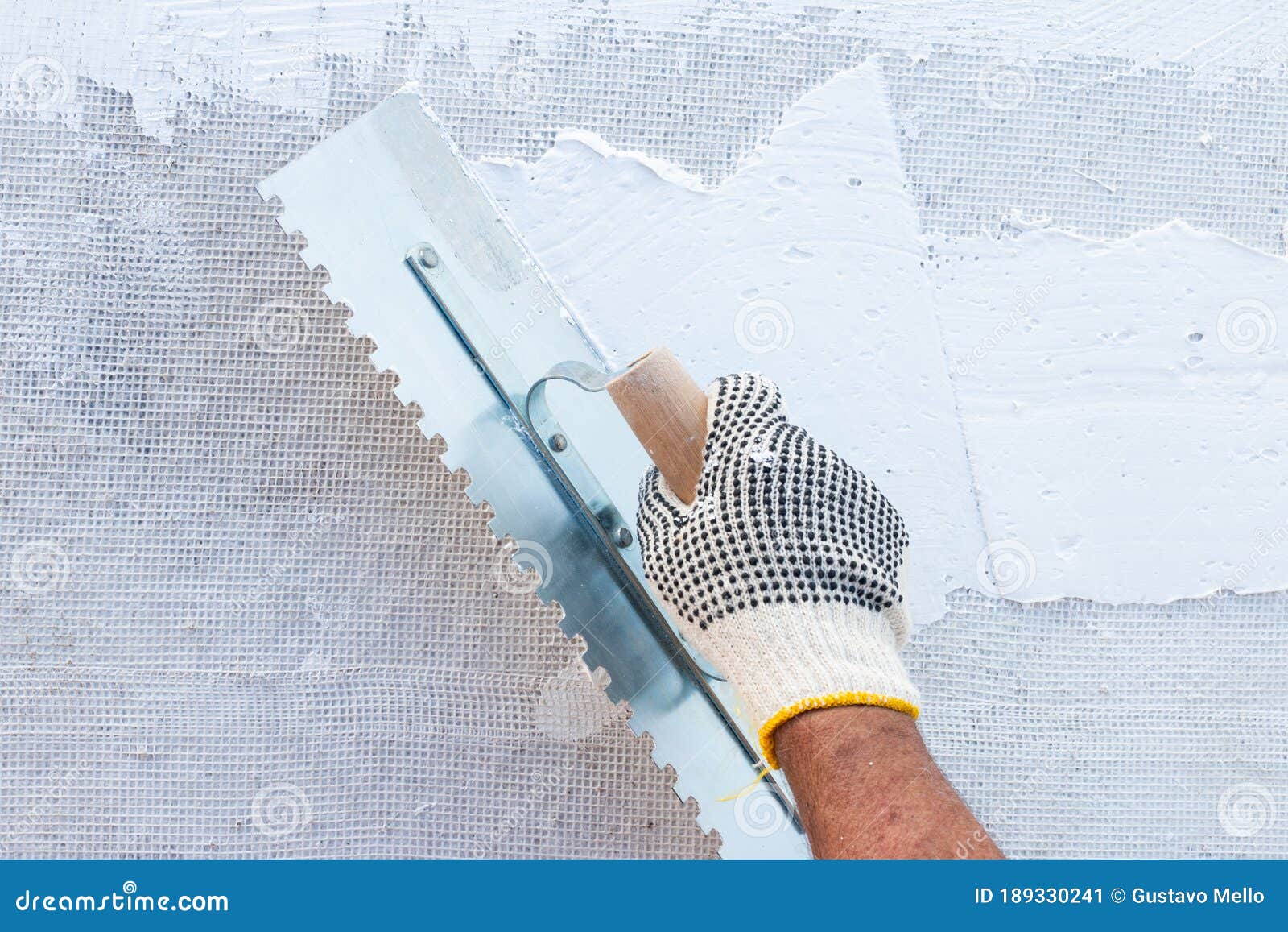 Builder Using Plastering Tool for Finishing Wall and Floor Stock Image ...