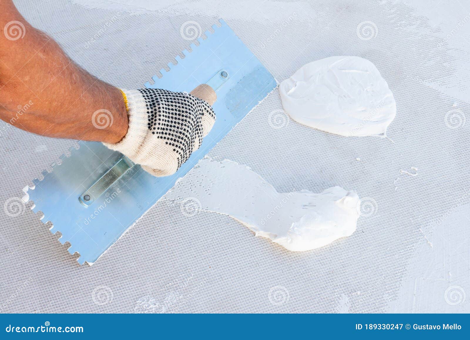 Builder Using Plastering Tool for Finishing Wall and Floor Stock Image ...