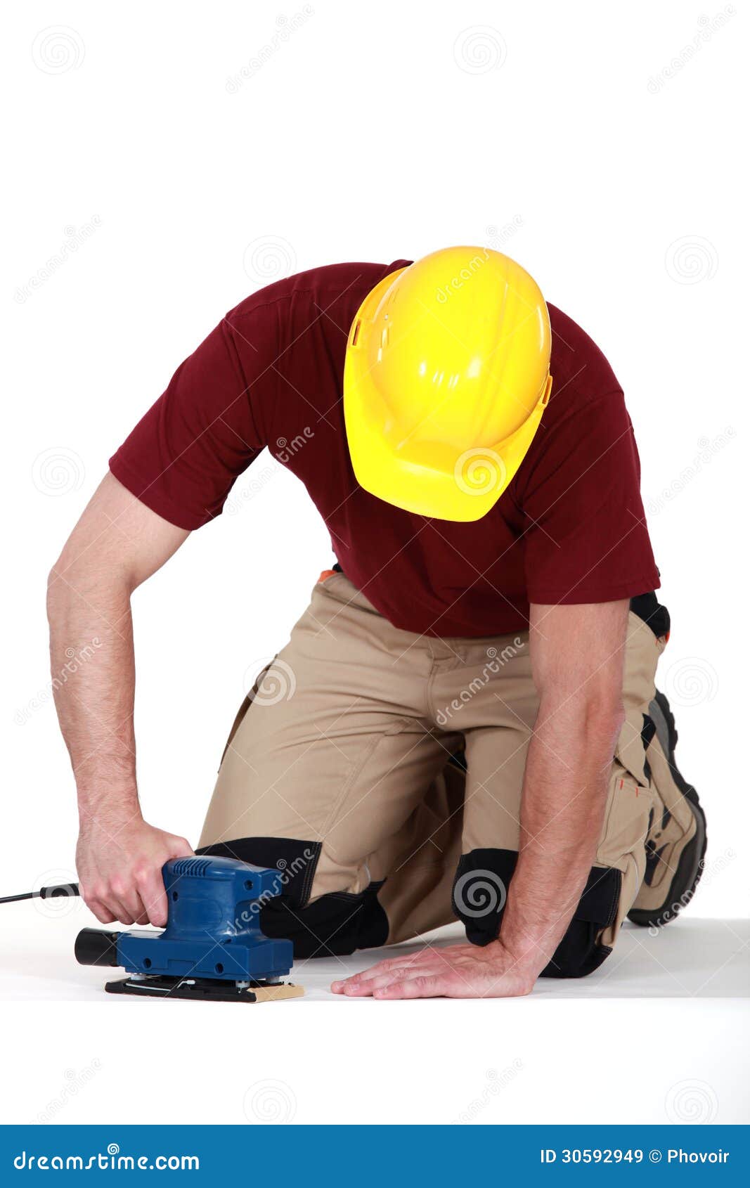 Builder Using Sander on Floor Stock Image - Image of construct, sander ...