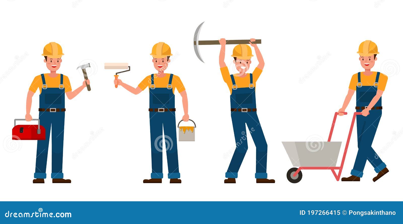 Builder Vector Character Design Stock Vector - Illustration of person ...