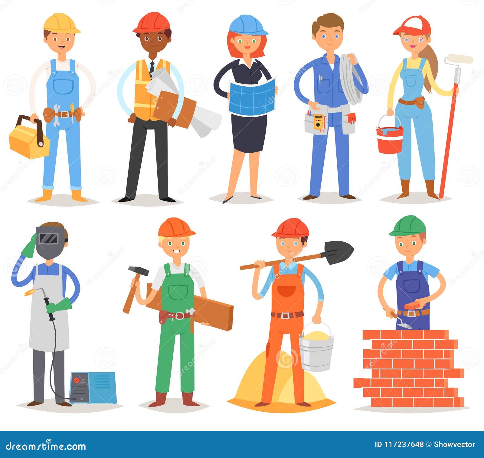Builder Vector Constructor People Character Building Construction for ...