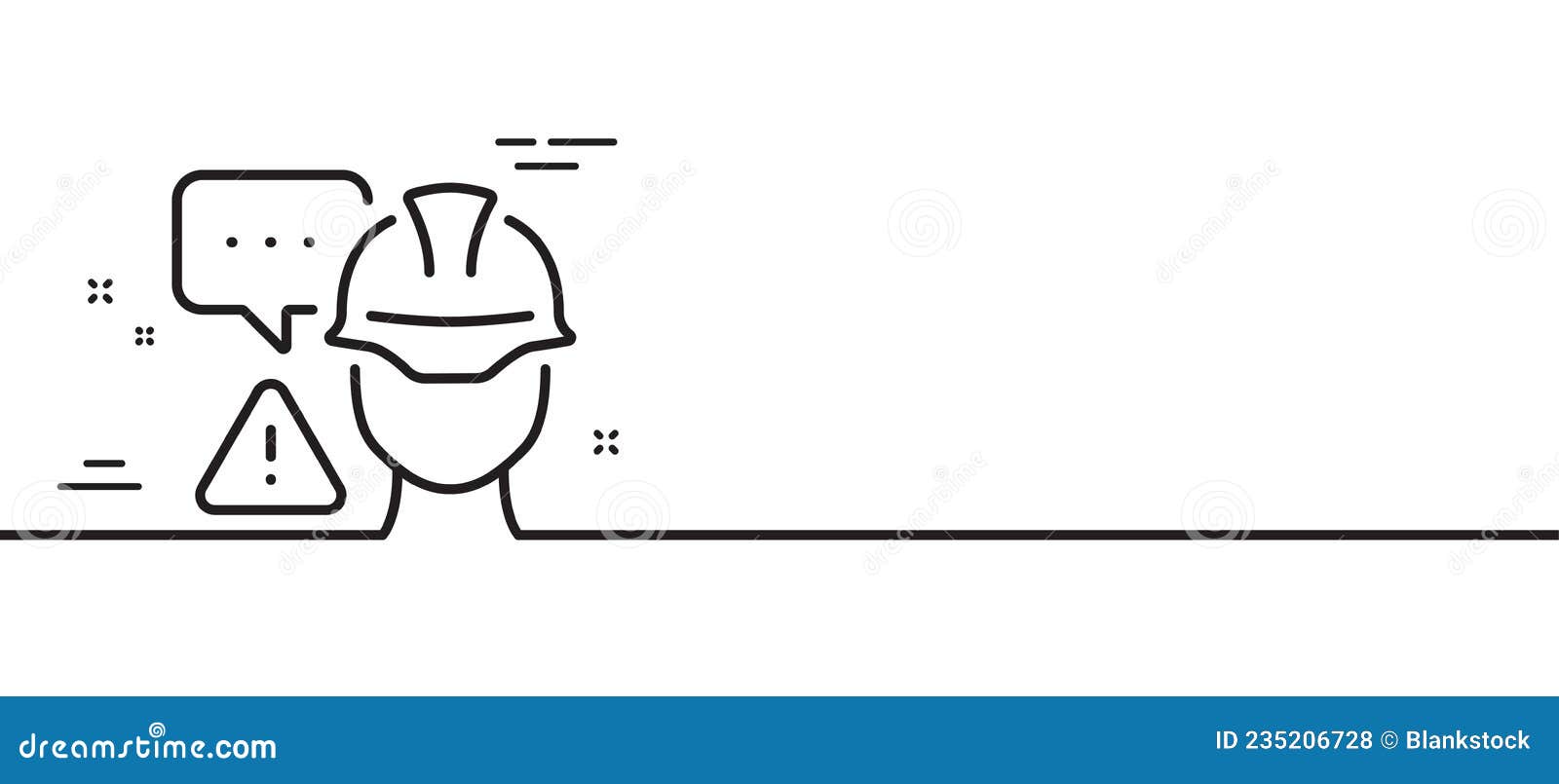 Builder Warning Line Icon. Construction Inspection Sign. Minimal Line ...