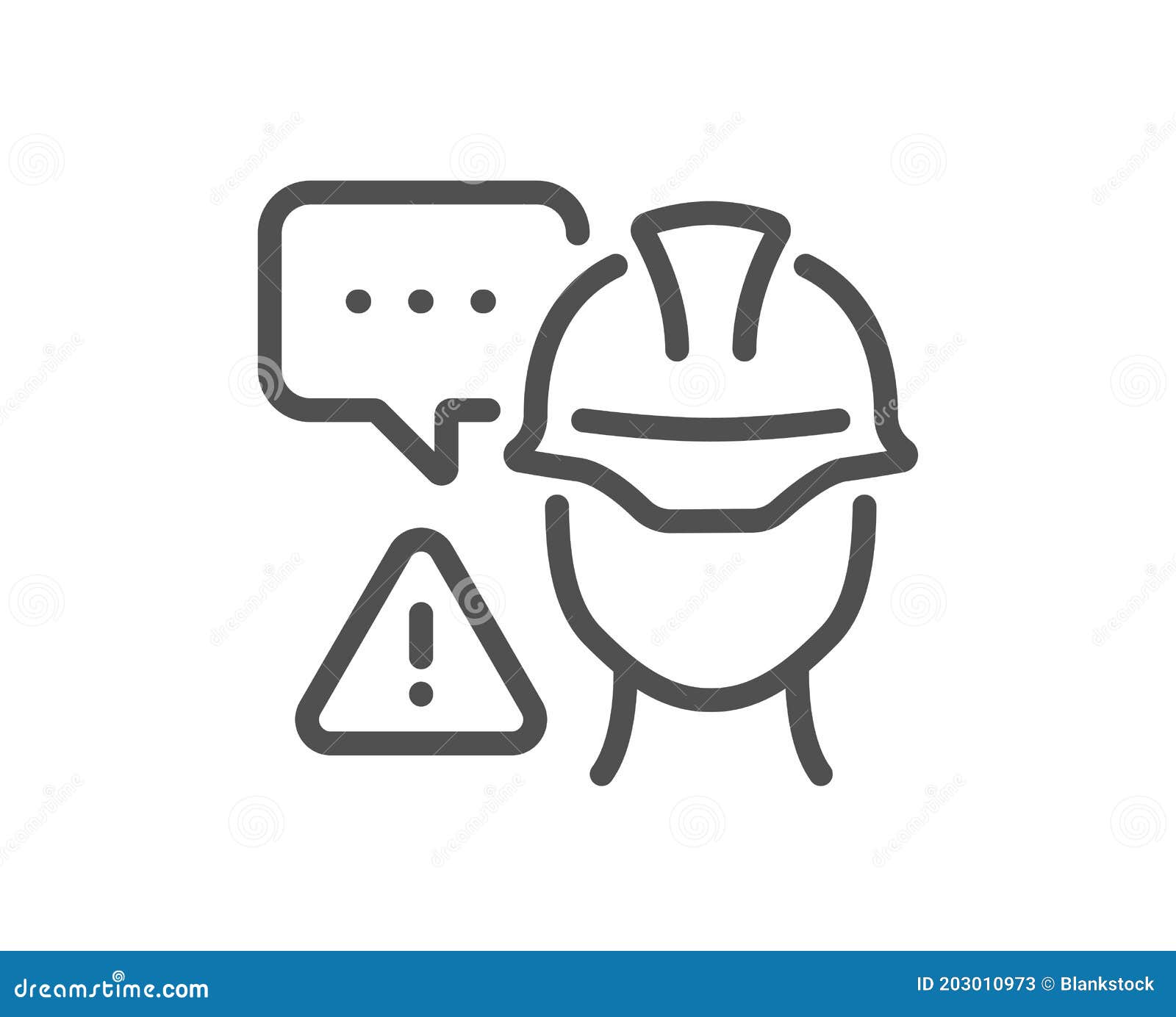 Builder Warning Line Icon. Construction Inspection Sign. Vector Stock ...
