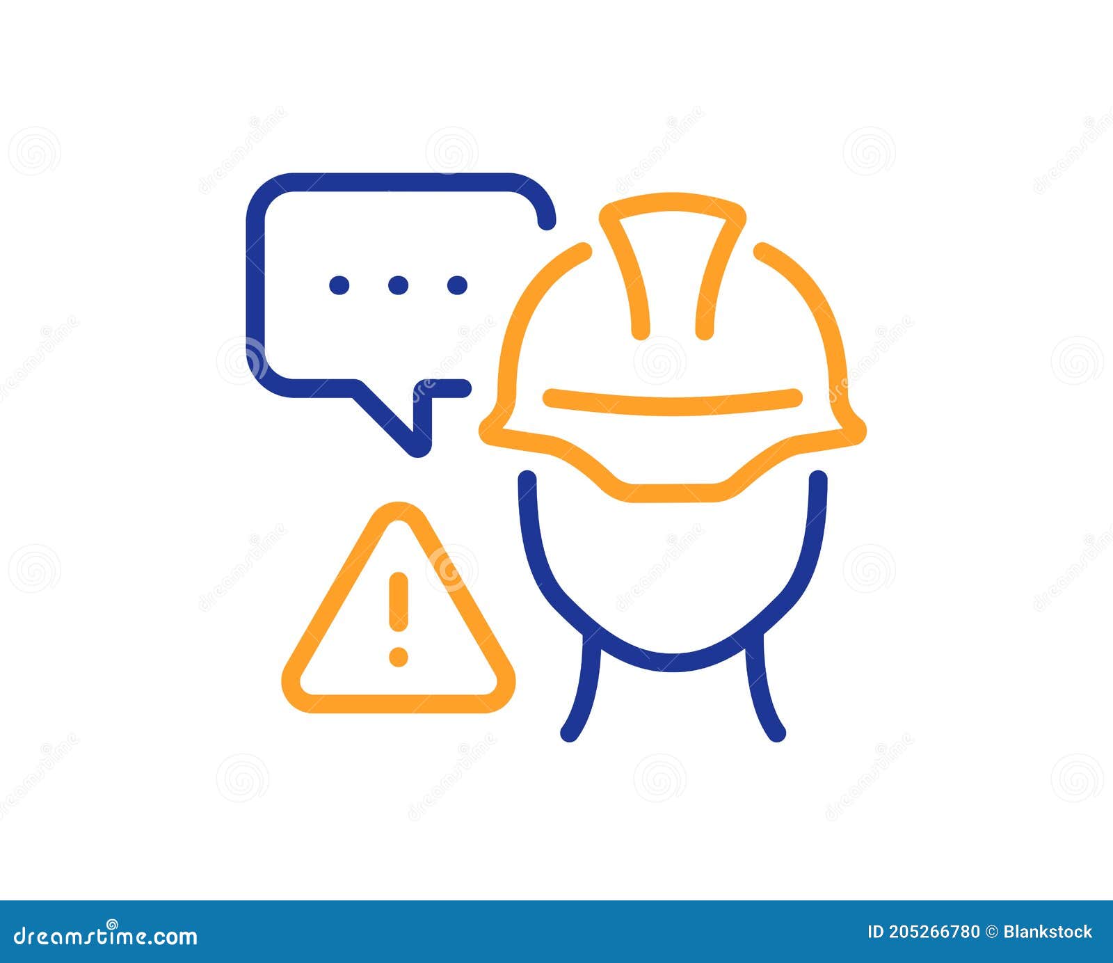 Builder Warning Line Icon. Construction Inspection Sign. Vector Stock ...
