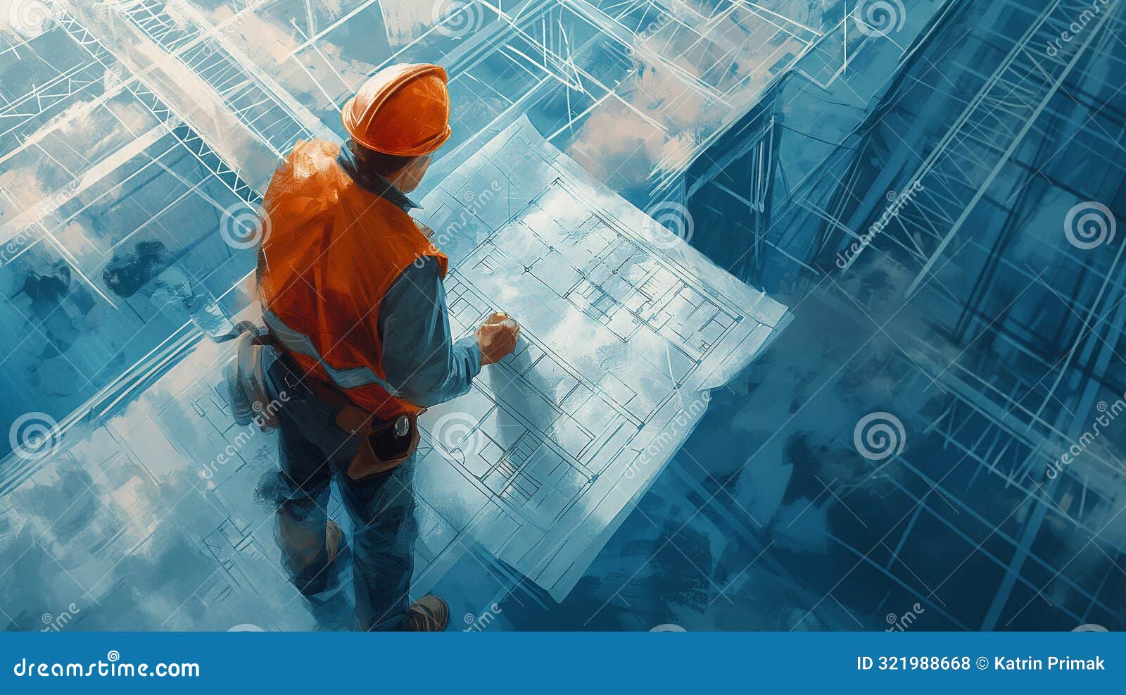 A Builder Who Creates Drawings and Architectural Plans, Designing and ...