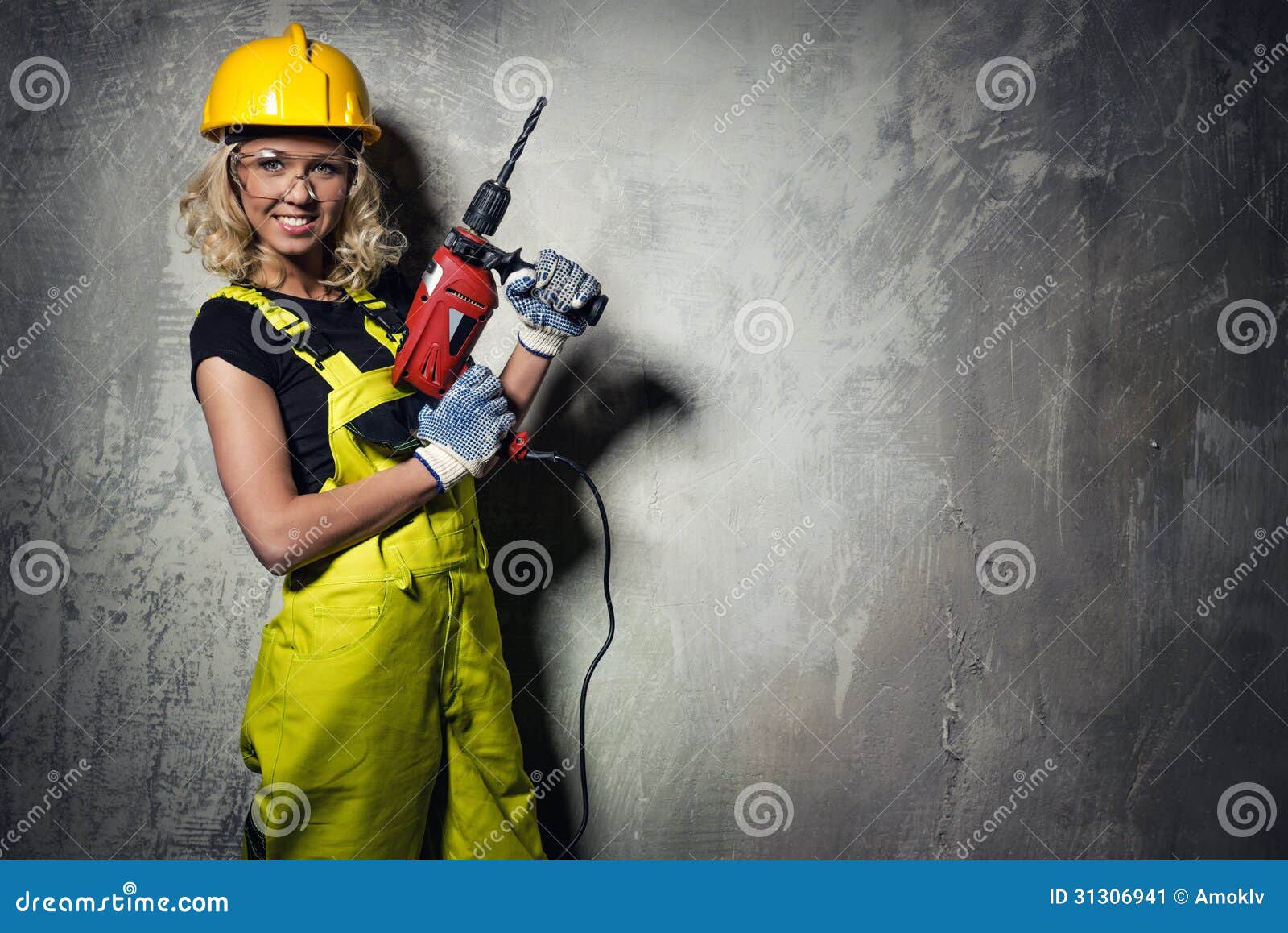 Builder woman stock image. Image of grey, employment - 31306941