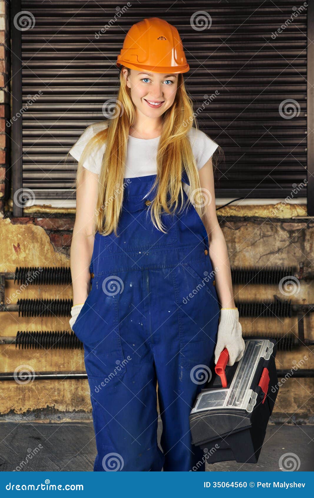 Builder Woman stock photo. Image of helmet, manufacture - 35064560