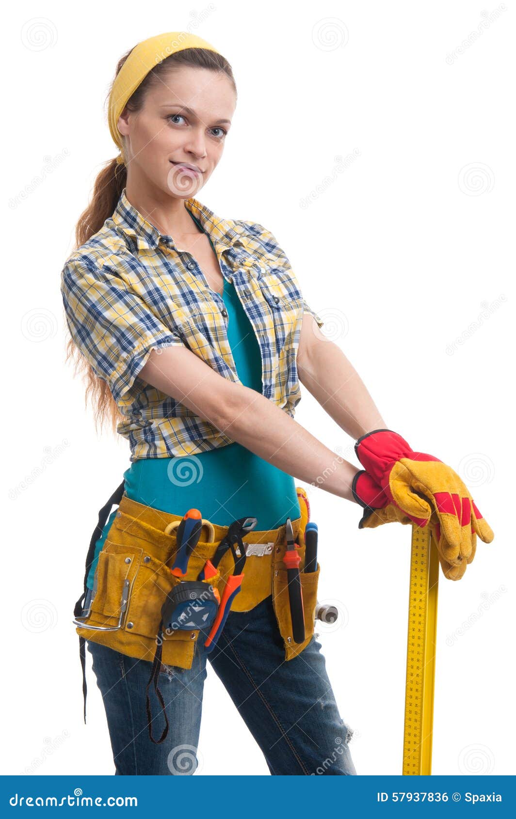 Builder woman stock photo. Image of enterprise, home - 57937836