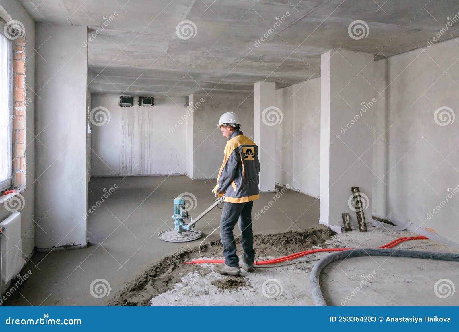 Builder in Work Clothes Prepares Tools and Materials Stock Image ...