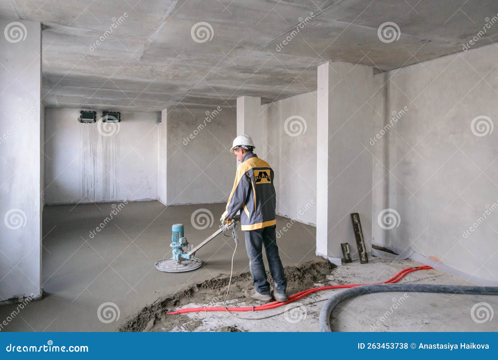 Builder in Work Clothes Prepares Tools and Materials Editorial Stock ...