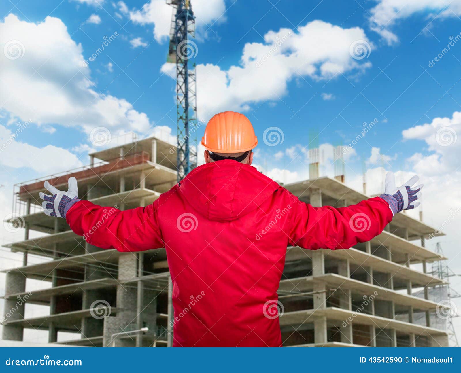 Builder at Work with Concrete Construction Stock Photo - Image of ...