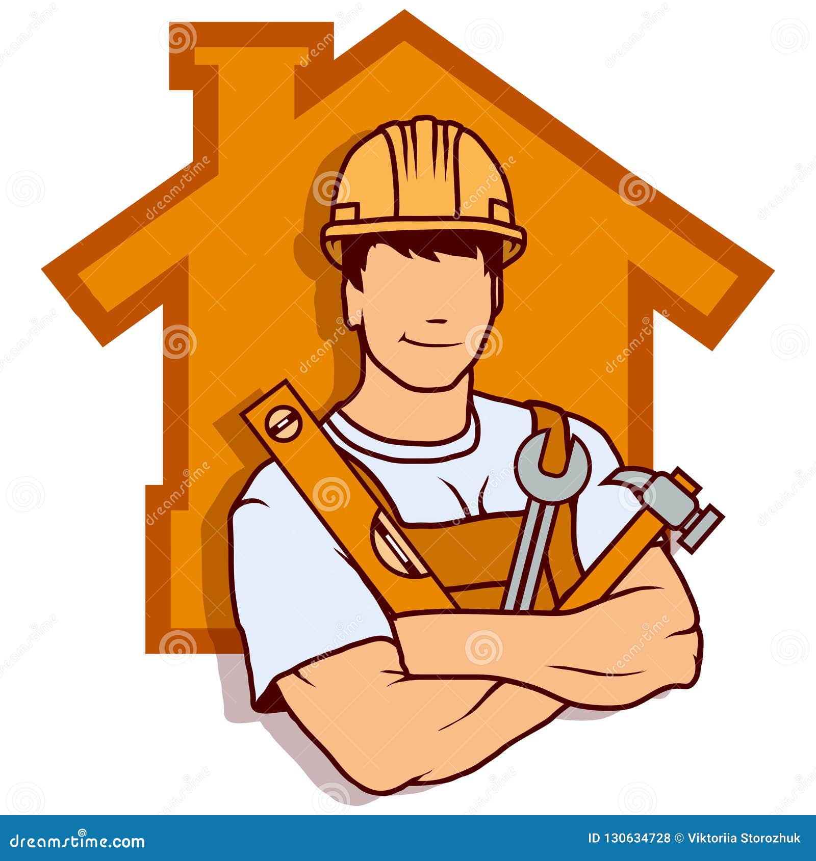 Builder Worker, Building Service Logo, Builder Company Emblem, Vector ...