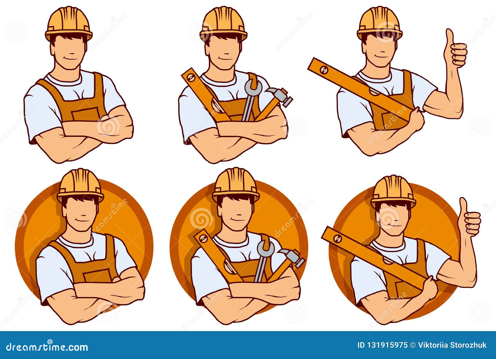 Builder Worker, Building Service Logo, Builder Company Emblem, Vector ...