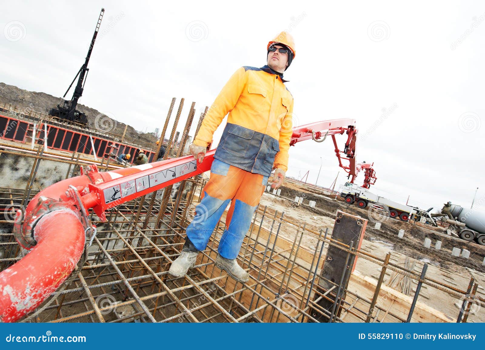 Builder Worker at Concrete Work Stock Photo - Image of curb, casing ...