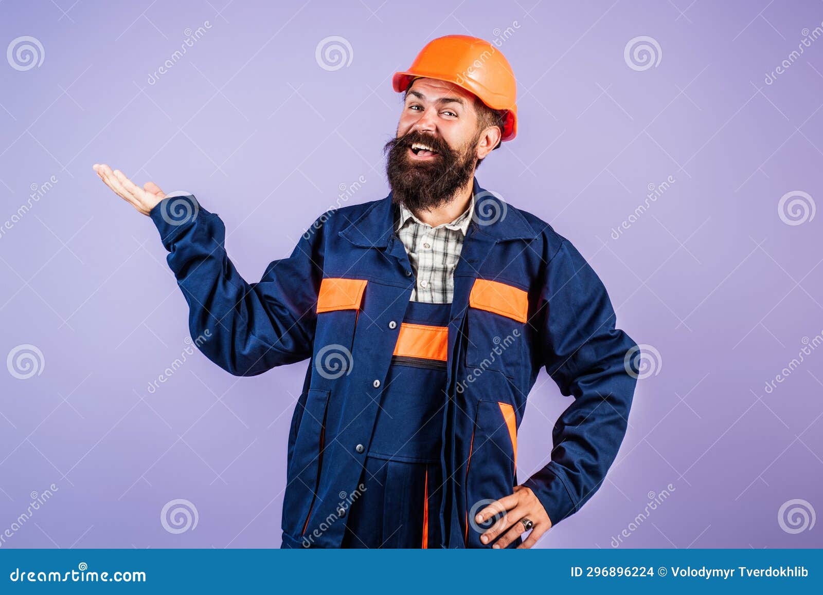 Builder Worker in Construction Helmet. Builder Foreman or Repairman in ...