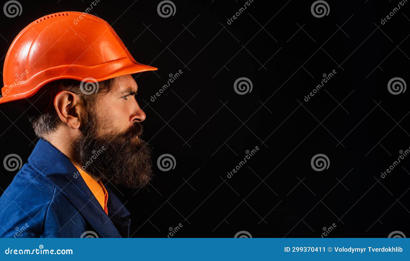 Builder Worker in Construction Helmet. Builder Foreman or Repairman in ...