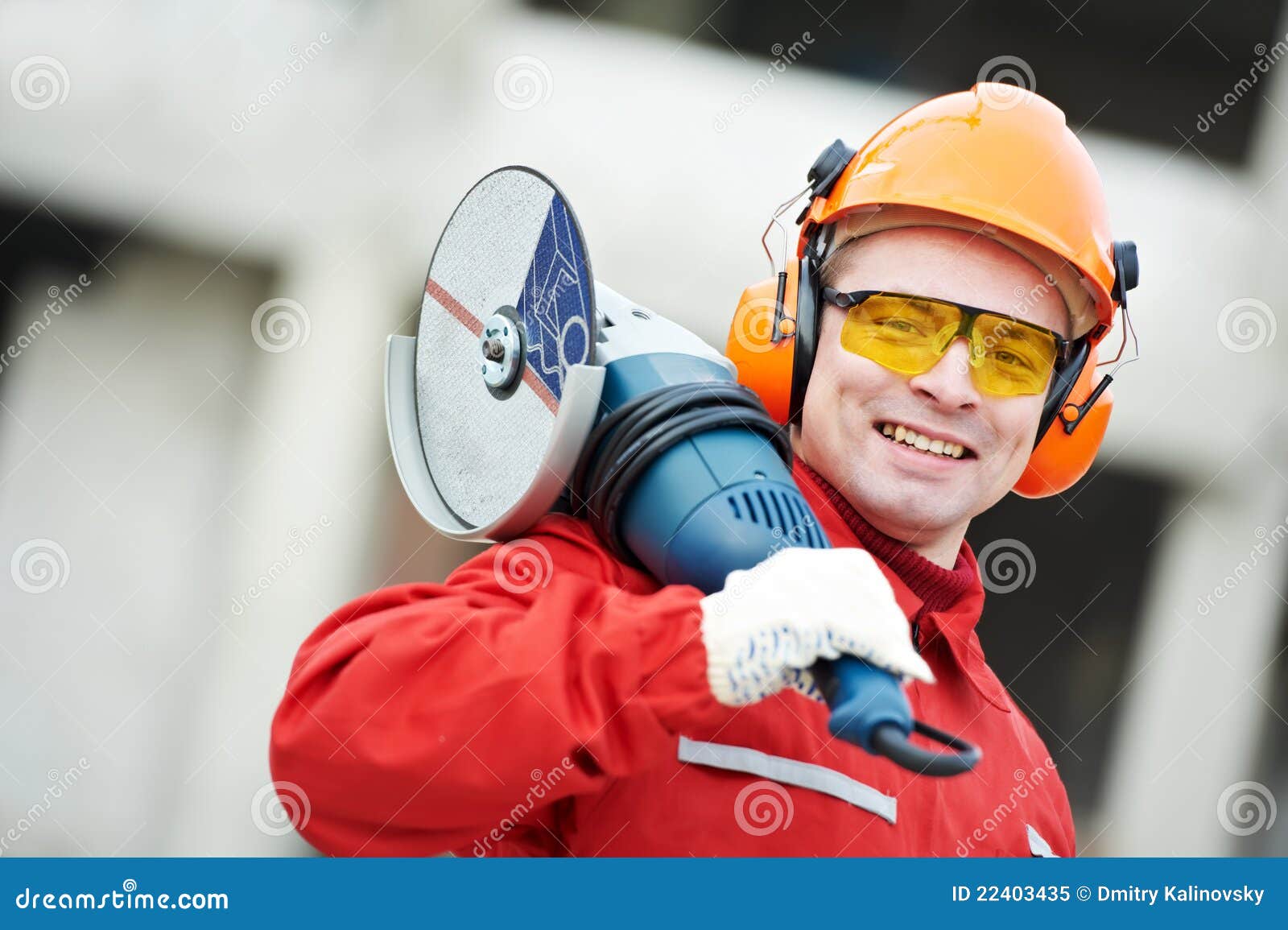 Builder Worker at Construction Site Stock Image - Image of instrumant ...
