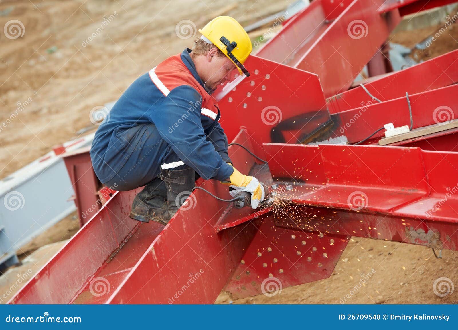 Builder Worker at Construction Site Stock Photo - Image of glass, power ...