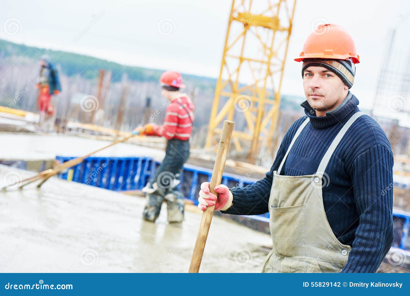 Builder Worker at Construction Site Stock Photo - Image of male ...