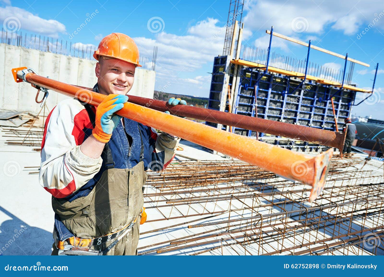 Builder Worker at Construction Site Stock Photo - Image of construction ...