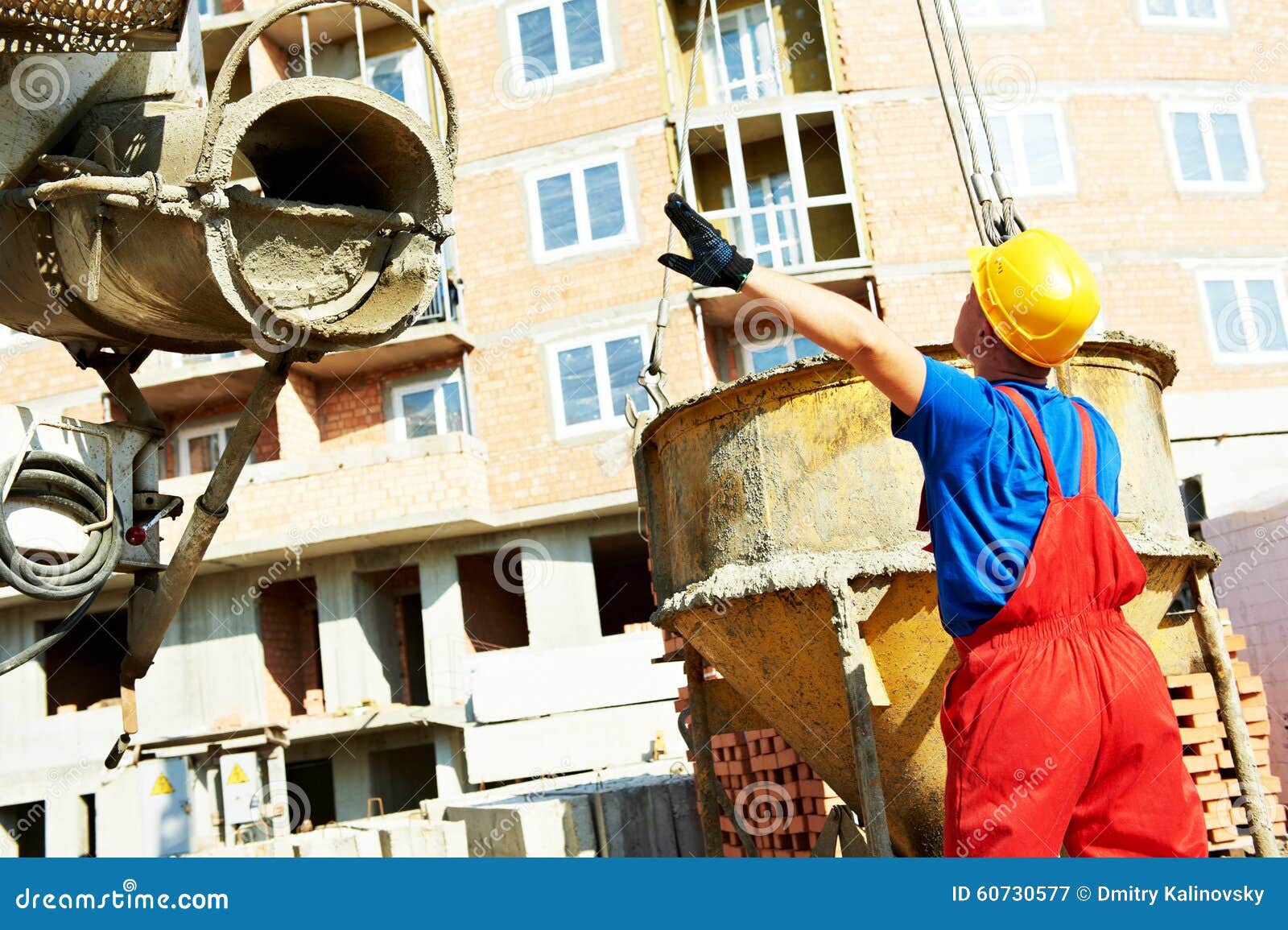 Builder Worker at Construction Site Stock Image - Image of building ...