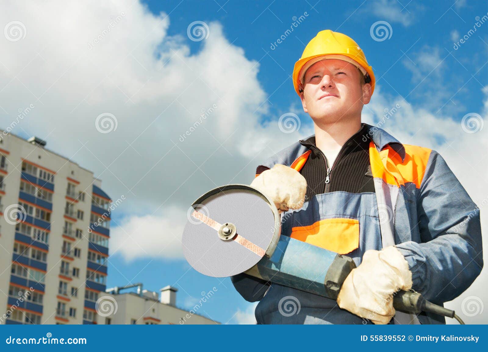 Builder Worker at Construction Site Stock Photo - Image of building ...