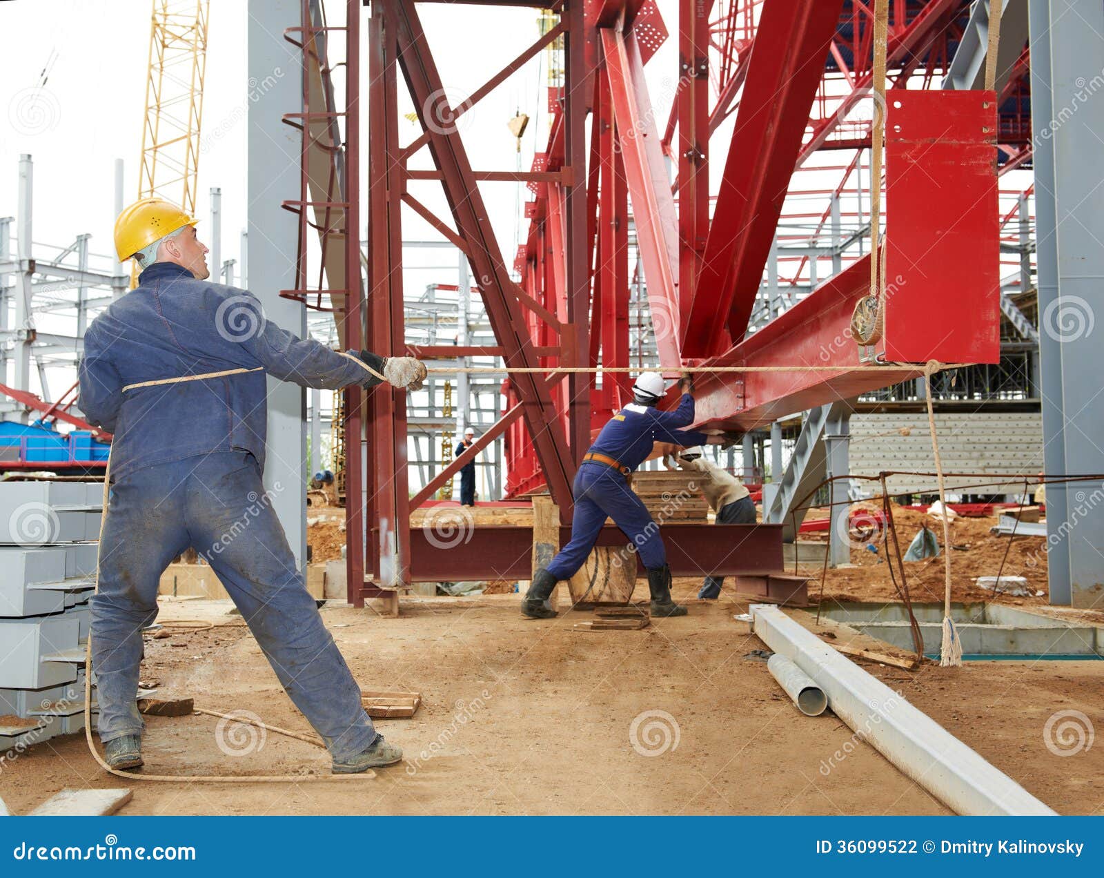 Builder Worker at Construction Site Stock Photo - Image of helmet ...