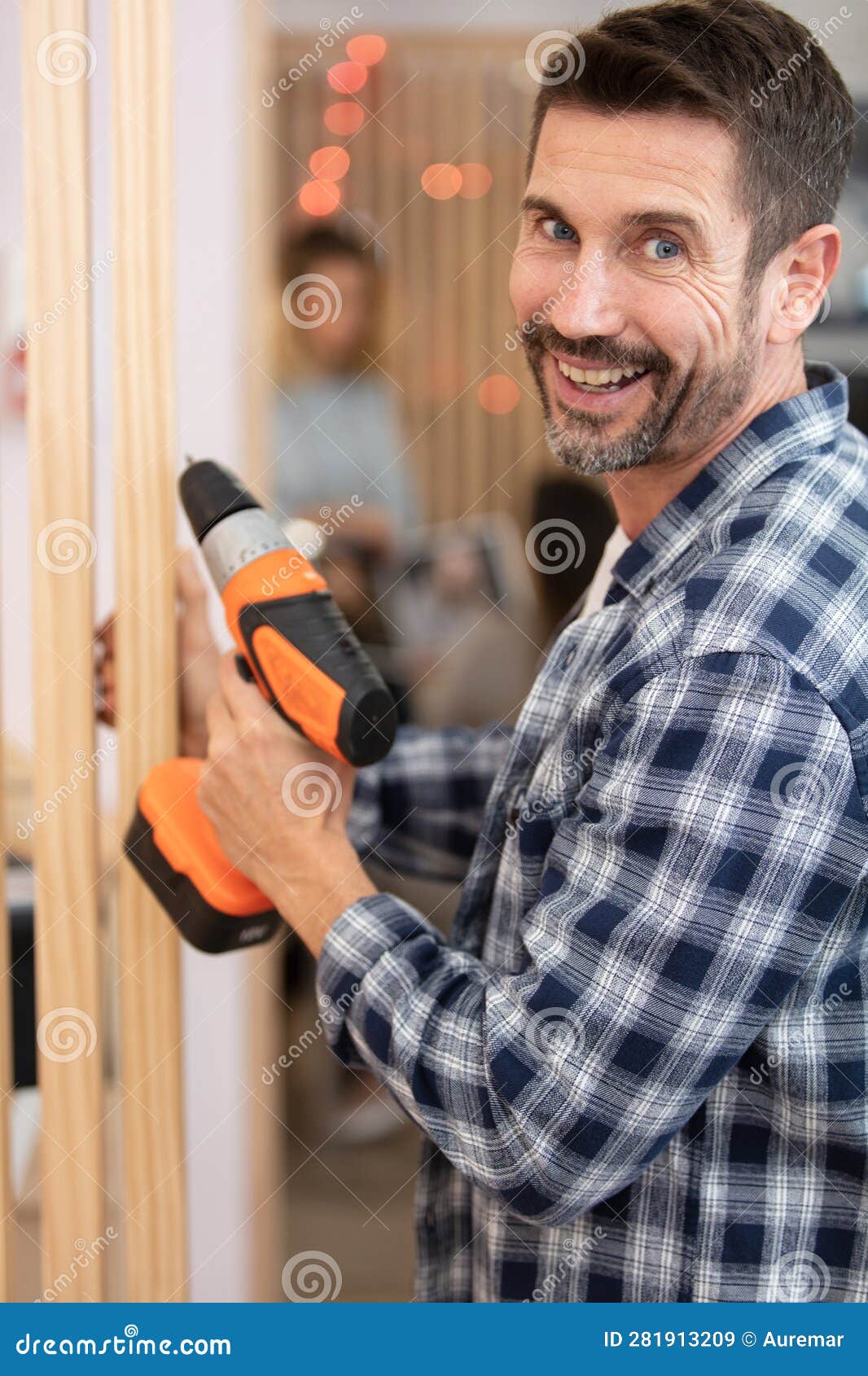 Builder or Worker Drilling with Machine or Drill Stock Image - Image of ...