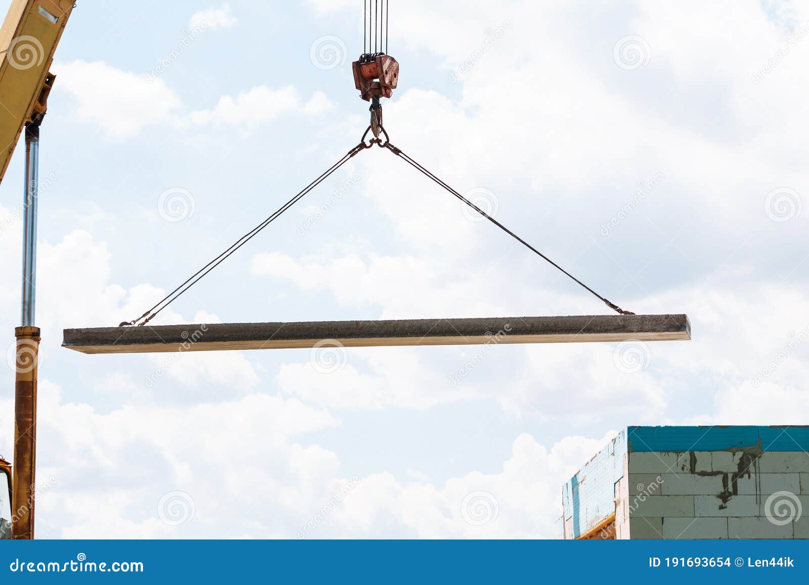 Builder Worker Installing Concrete Floor Slab Panel at Building ...