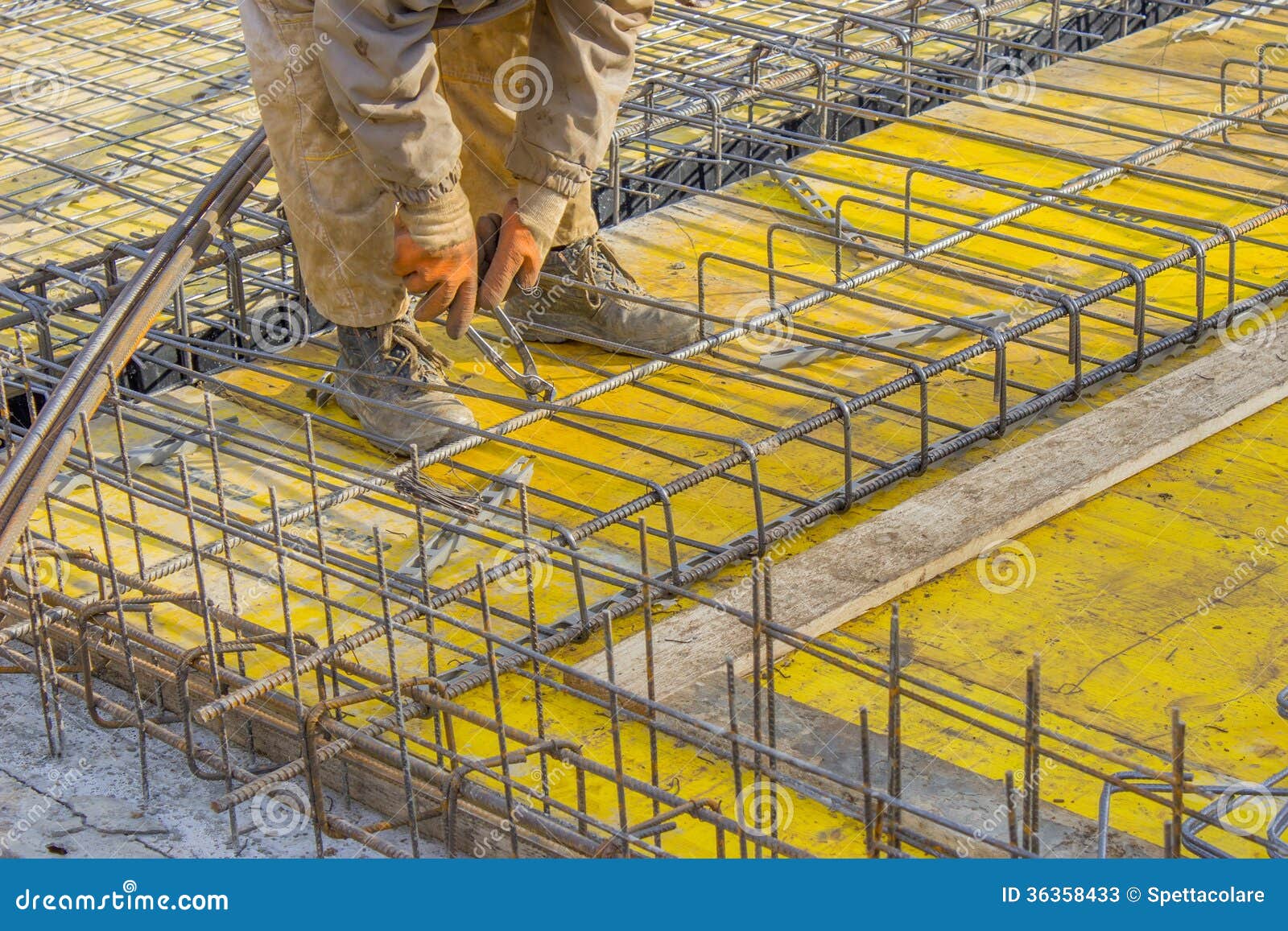 Builder Worker Installing Steel Work 2 Stock Image - Image of fitting ...