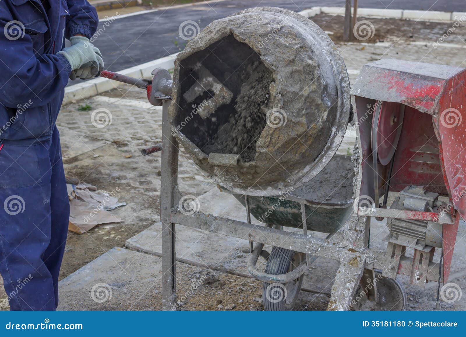 Worker Mixing Cement Mortar Plaster For Construction Royalty-Free Stock ...
