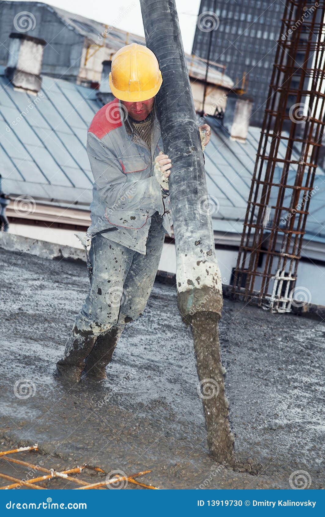 Builder Worker Pouring Concrete Stock Photo - Image of lattice ...