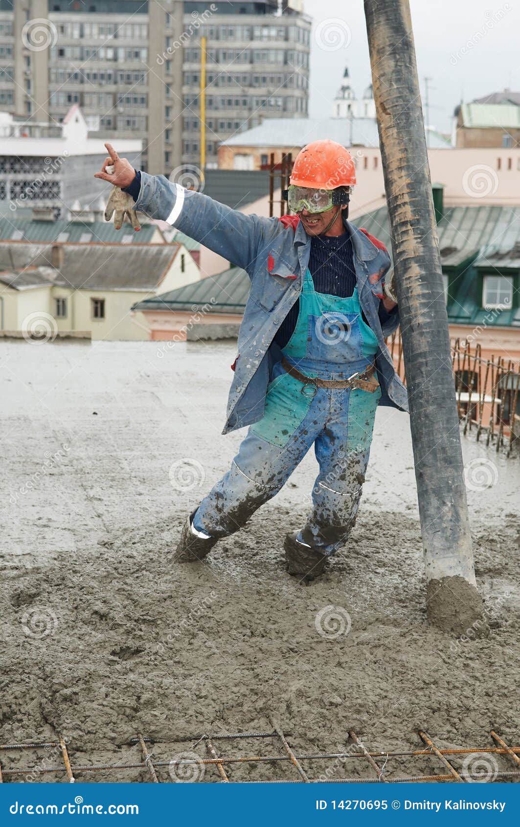 Builder Worker Pouring Concrete Stock Image - Image of direct ...