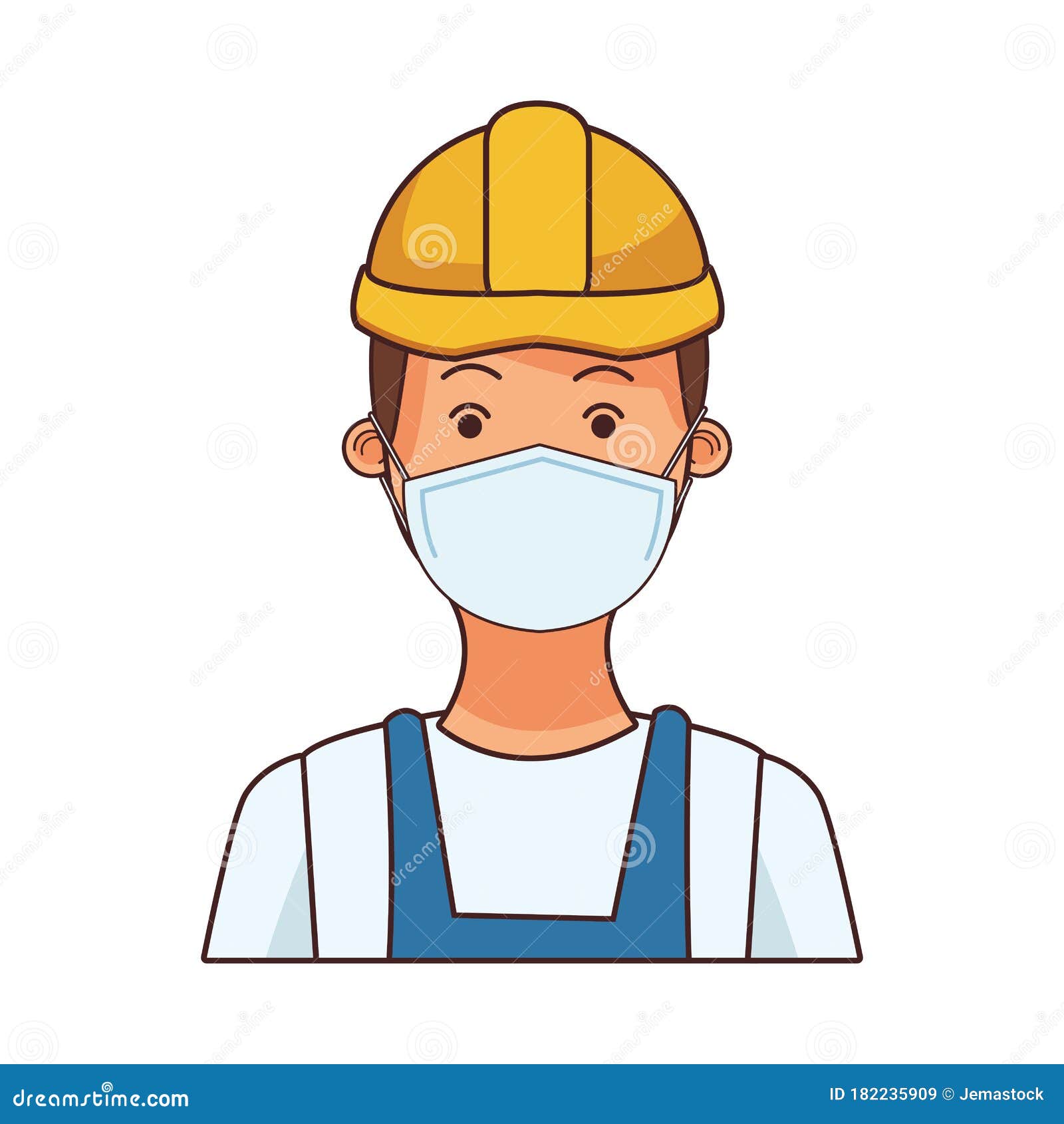 Builder Worker Profession Using Face Mask Stock Vector - Illustration ...