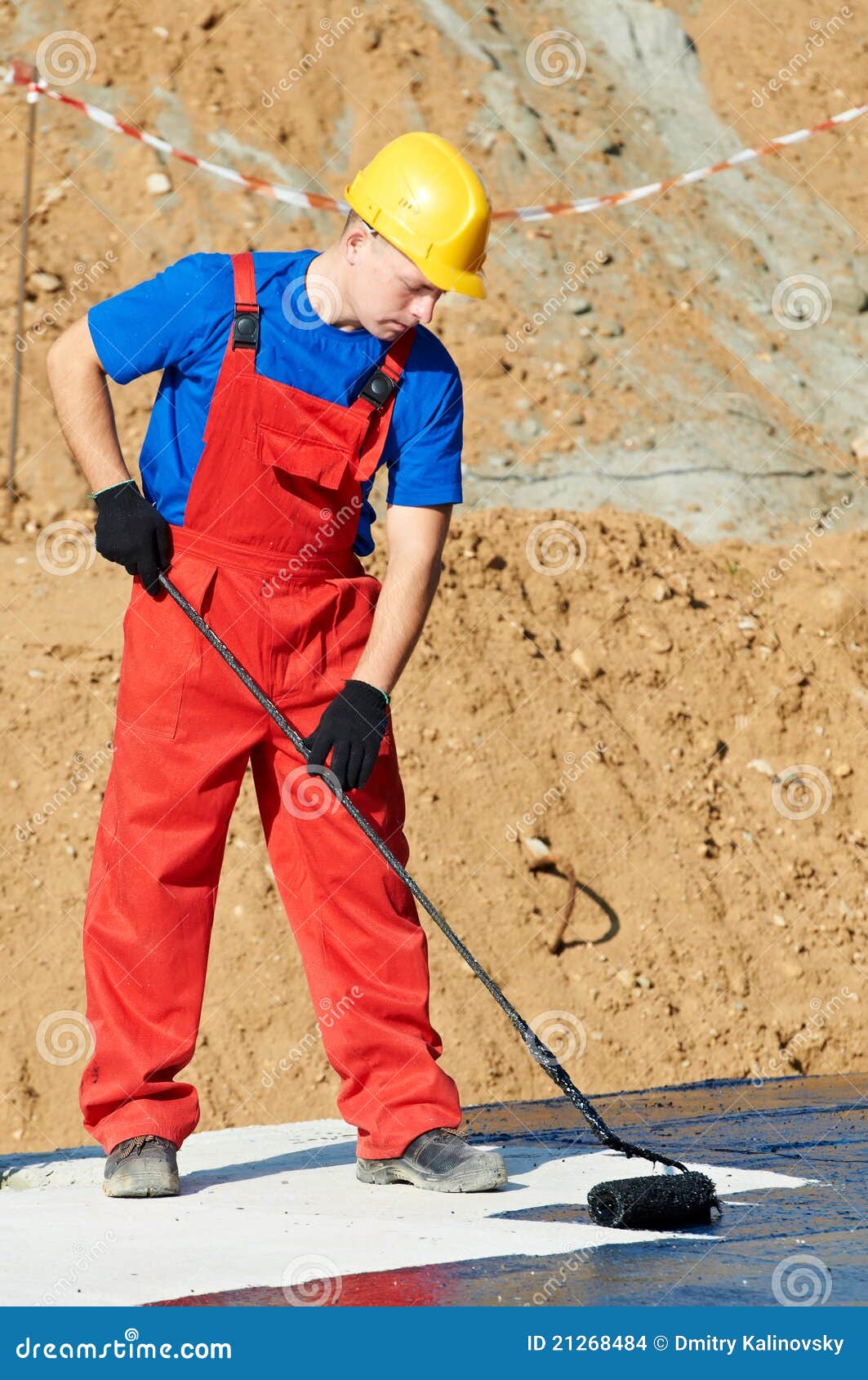 Builder Worker at Roof Insulation Work Stock Photo - Image of felt ...