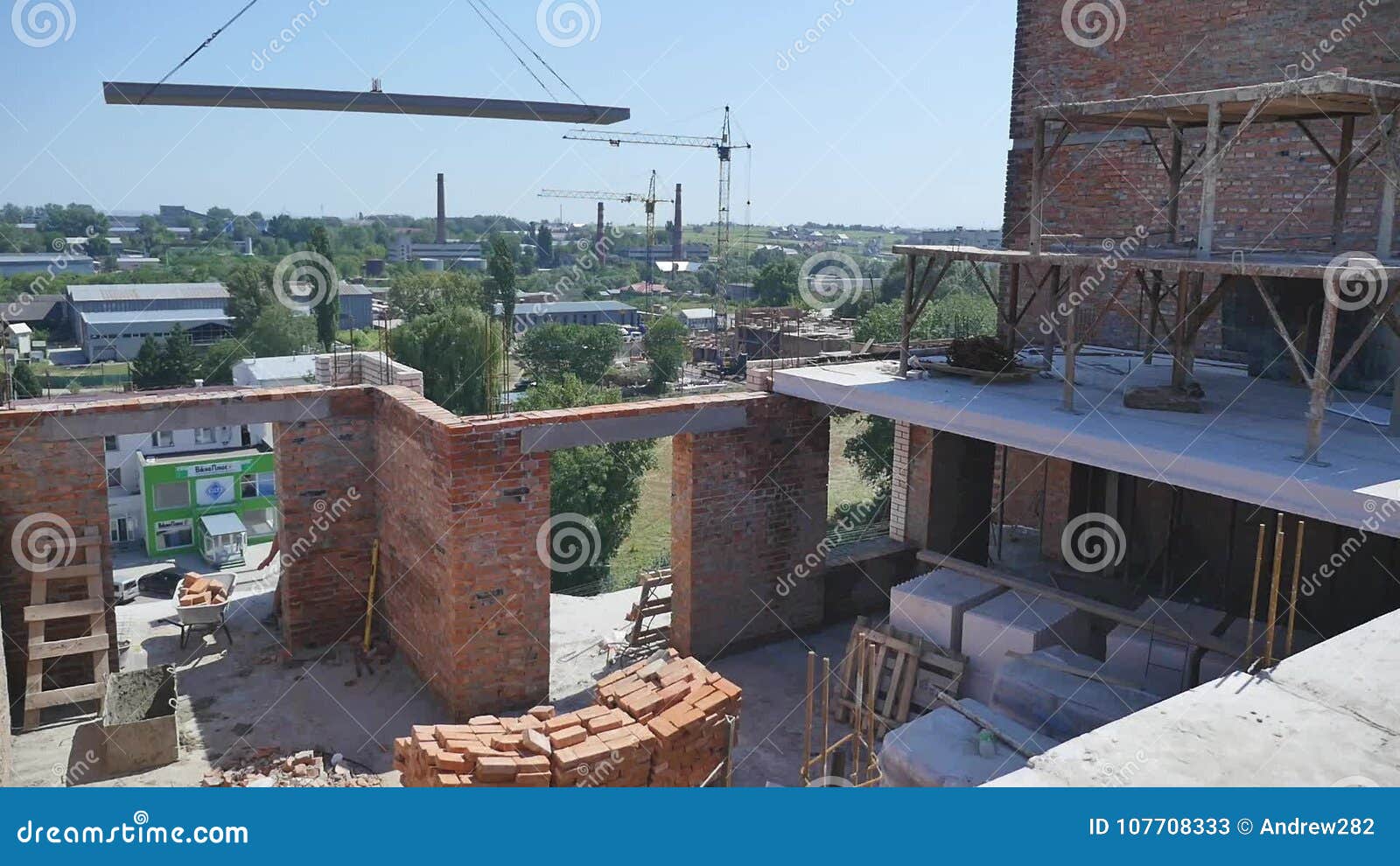 Builder Worker in Safety Protective Equipment Installing Concrete Floor ...