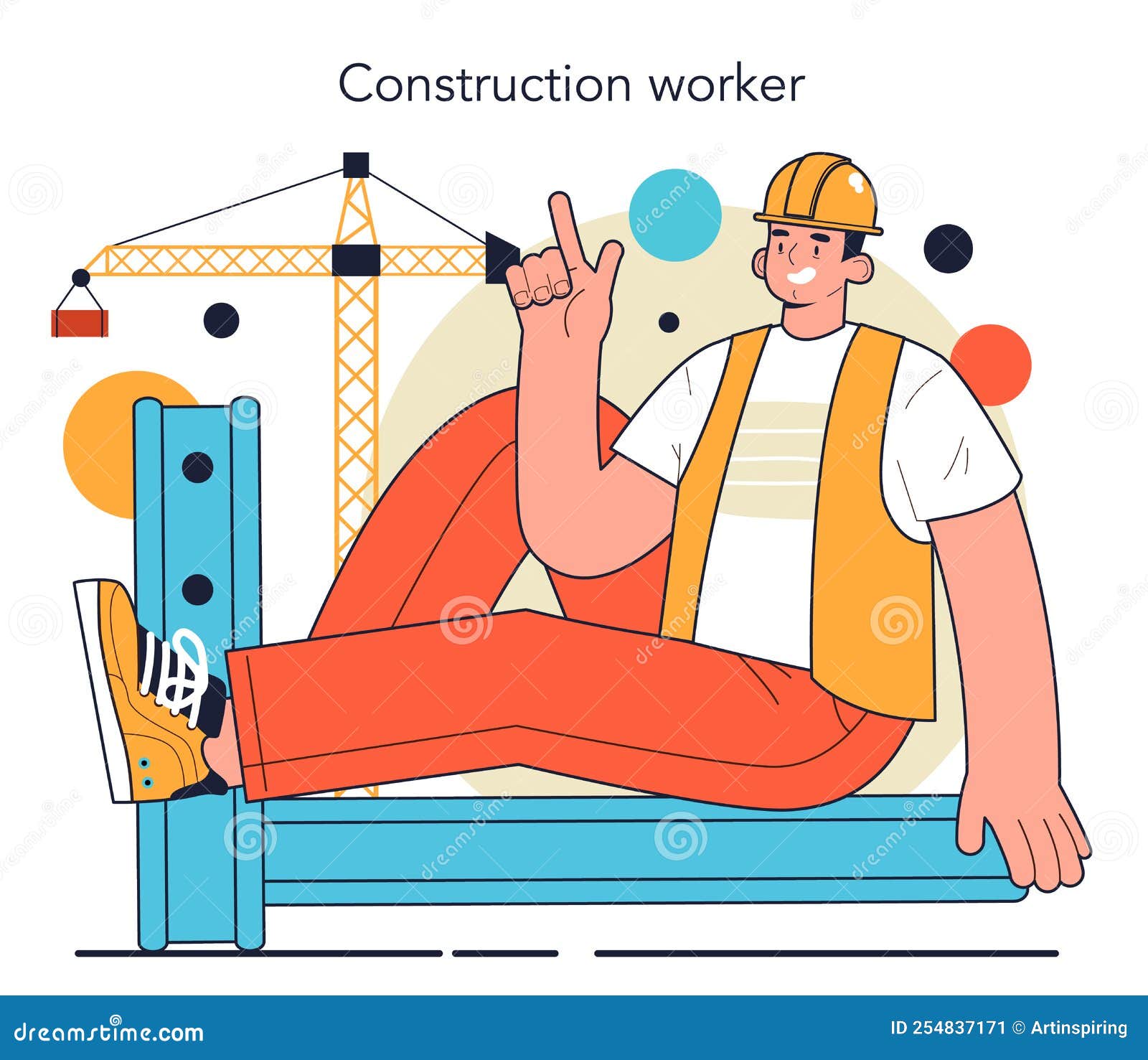 Builder. Workers Constructing House with Tools and Materials Stock ...