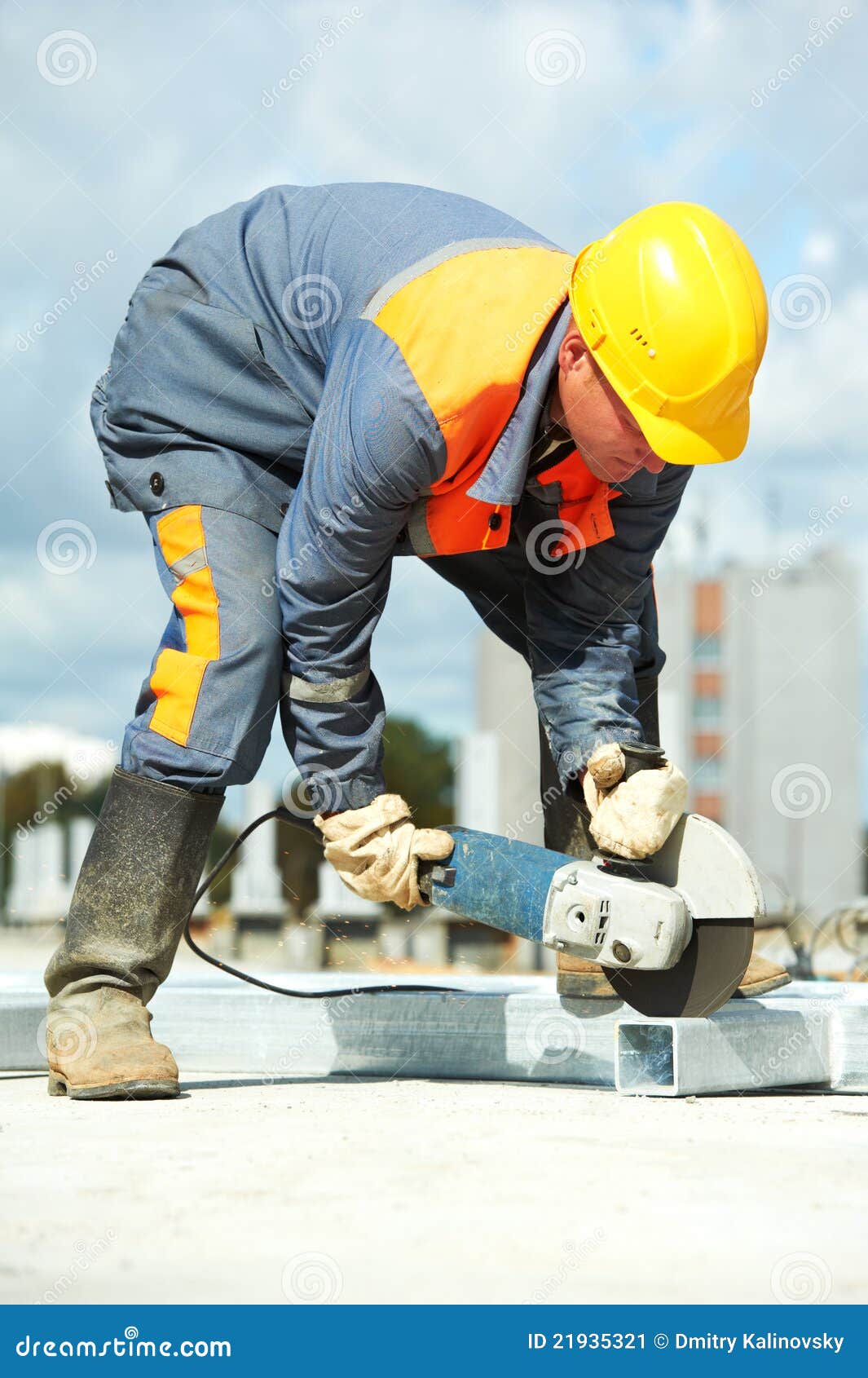 Builder Working with Cutting Grinder Stock Image - Image of tool ...