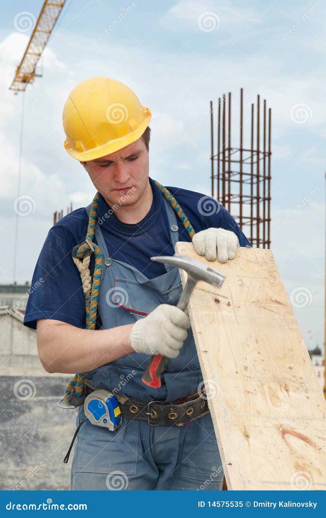 Builder Working with Hammer Stock Image - Image of project, building ...