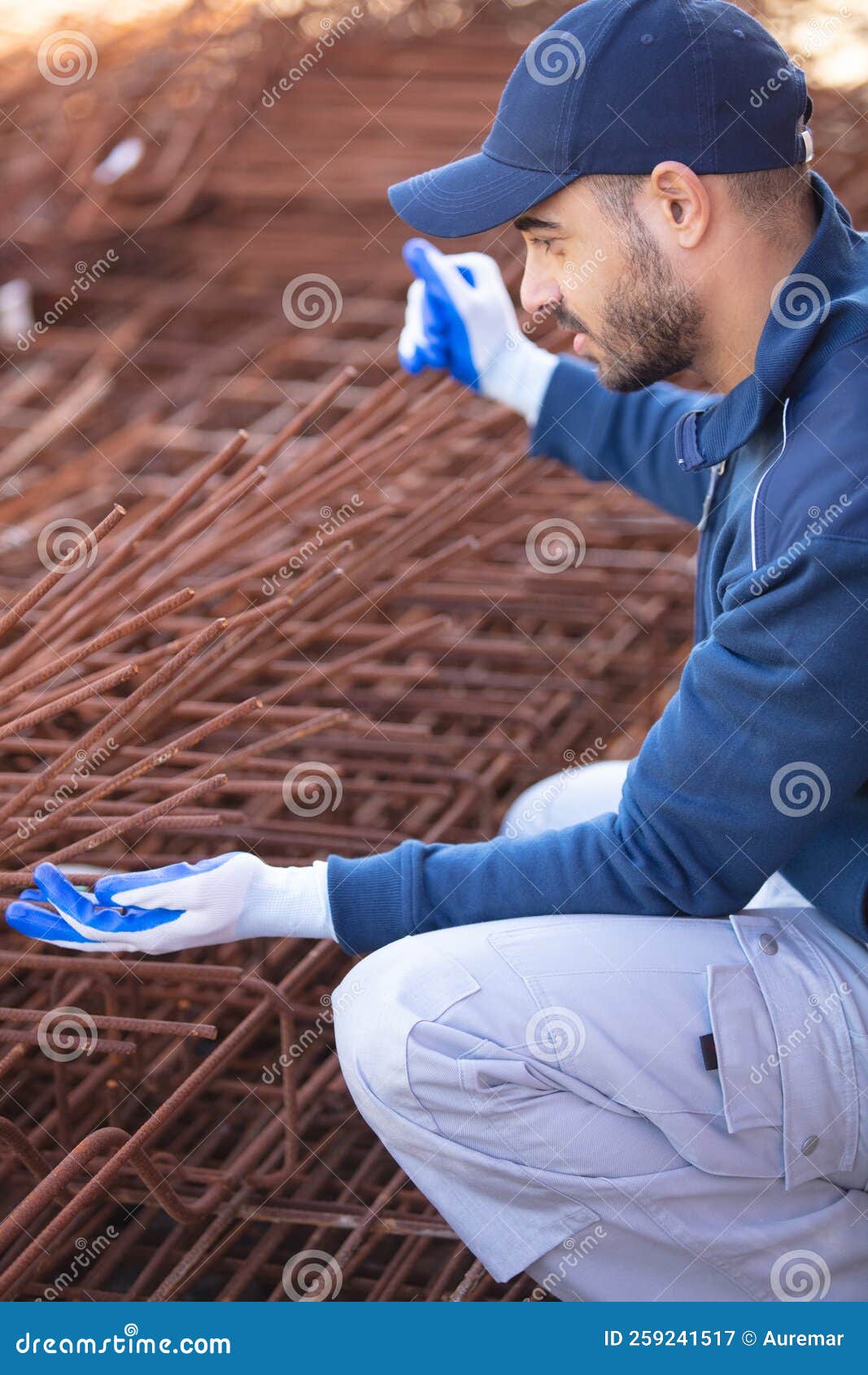 Builder Works on Construction Concrete Structures Stock Image - Image ...