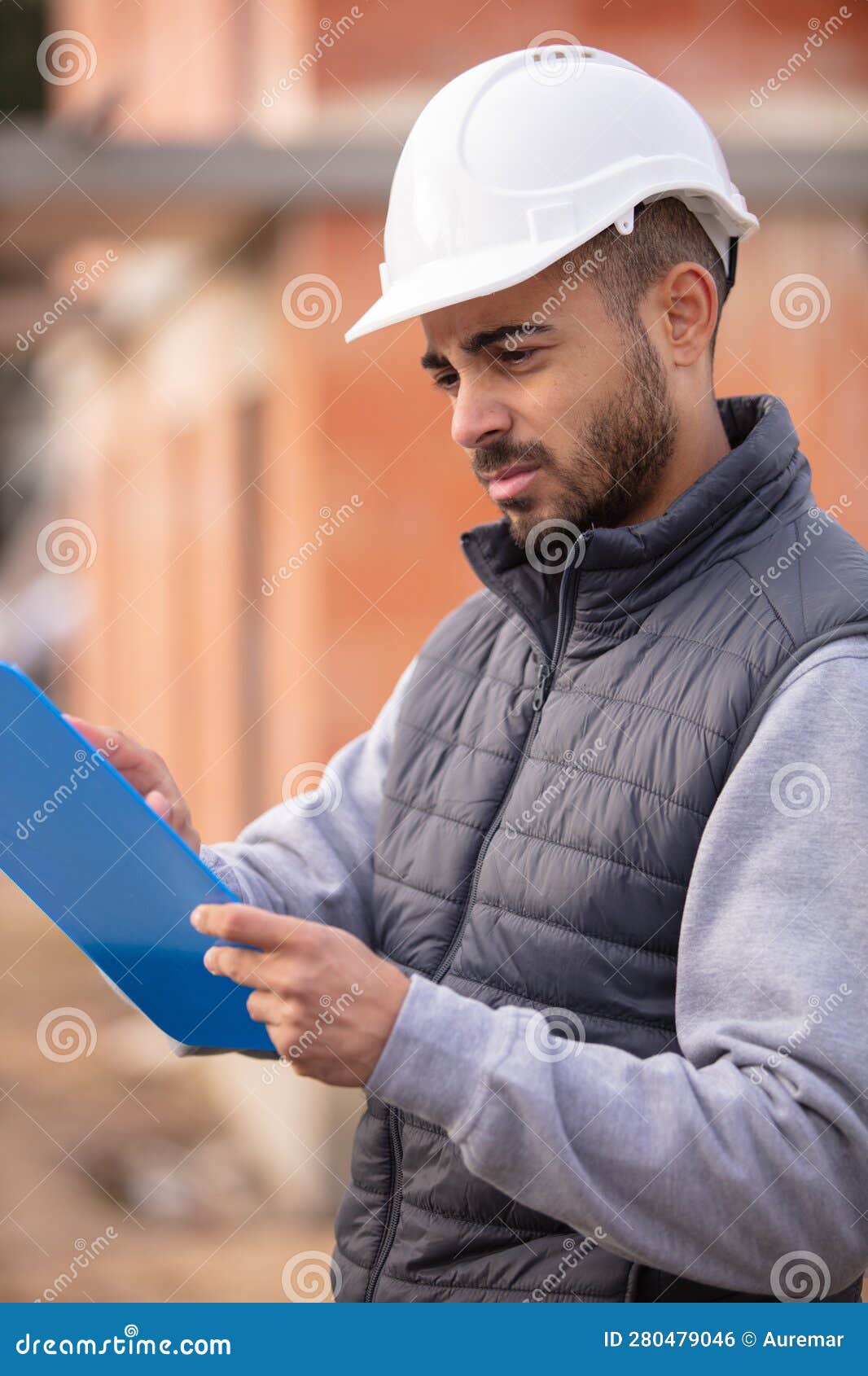 Builder Writing To Clipboard Stock Photo - Image of contractors ...
