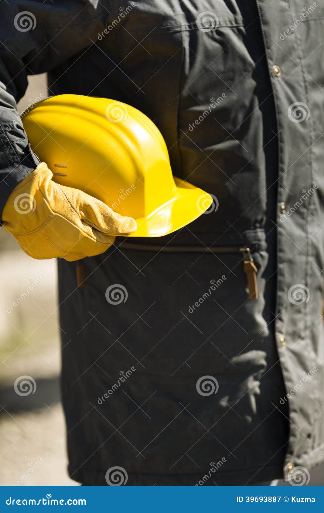 Builder with Yellow Hard-hat Stock Image - Image of hardhat, vertical ...