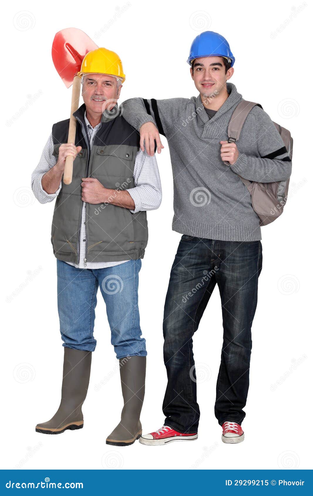 Builder with Young Apprentice Stock Image - Image of industry, male ...