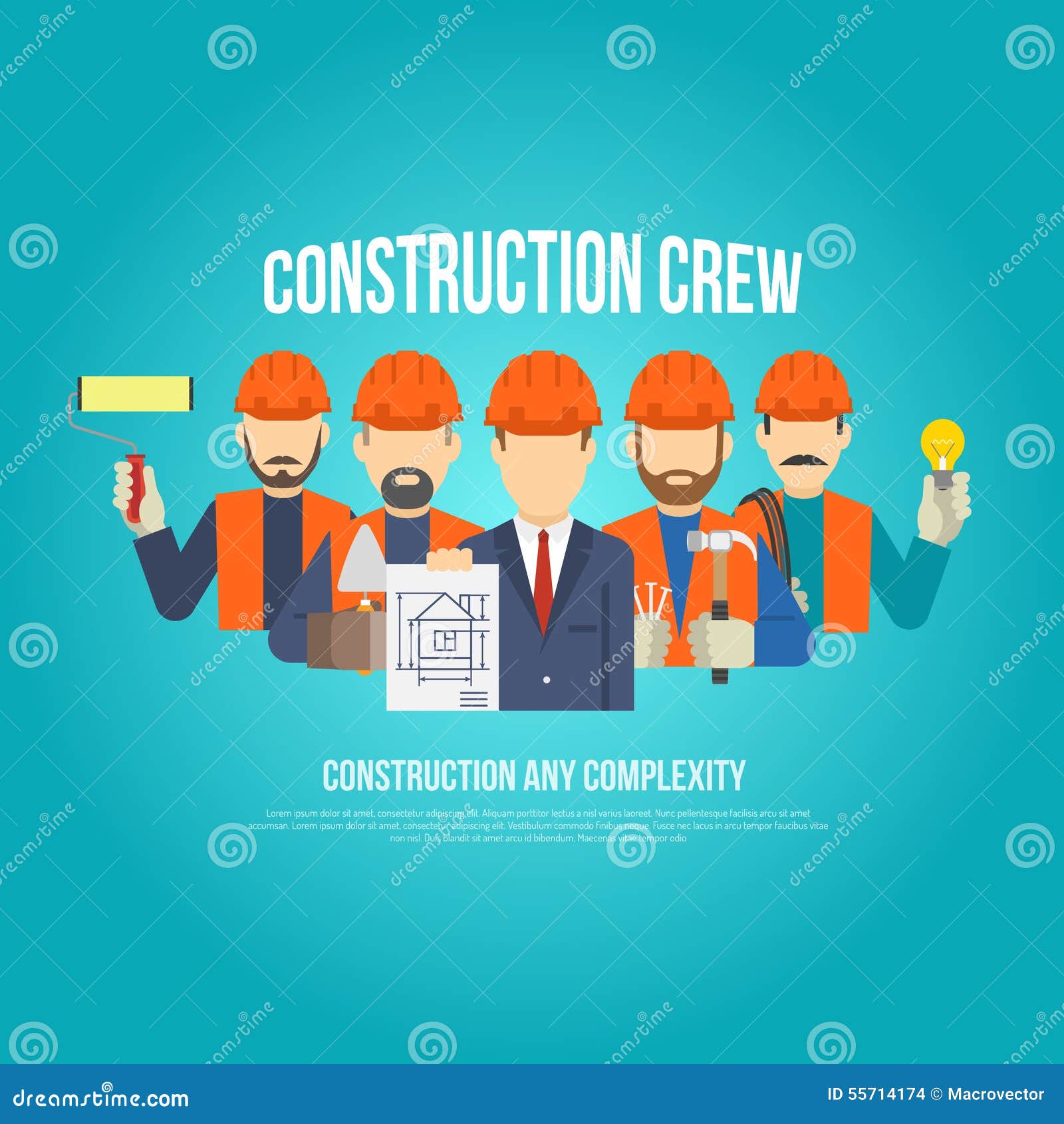 Builders And Engineers Background. Cartoon Factory Workers And Business ...