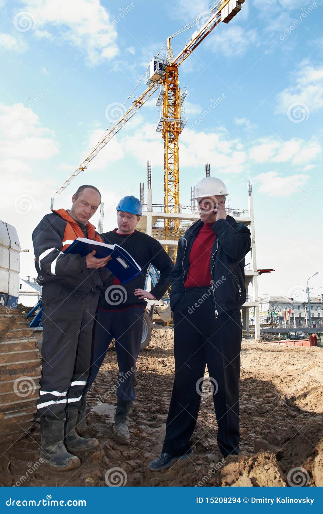 Builders at Construction Site Stock Photo - Image of construction ...